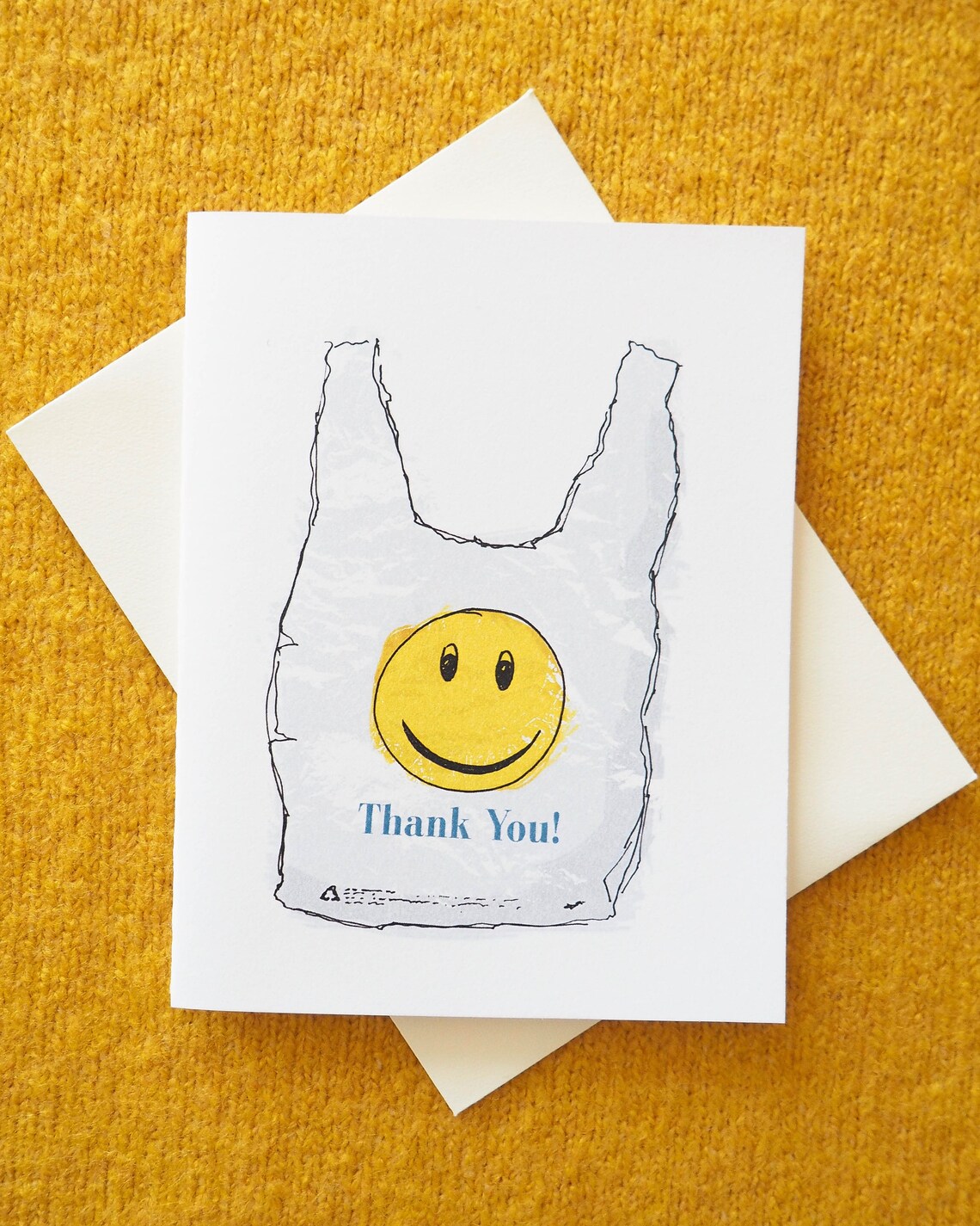 Smiley Plastic Bag Thank You Card | Etsy