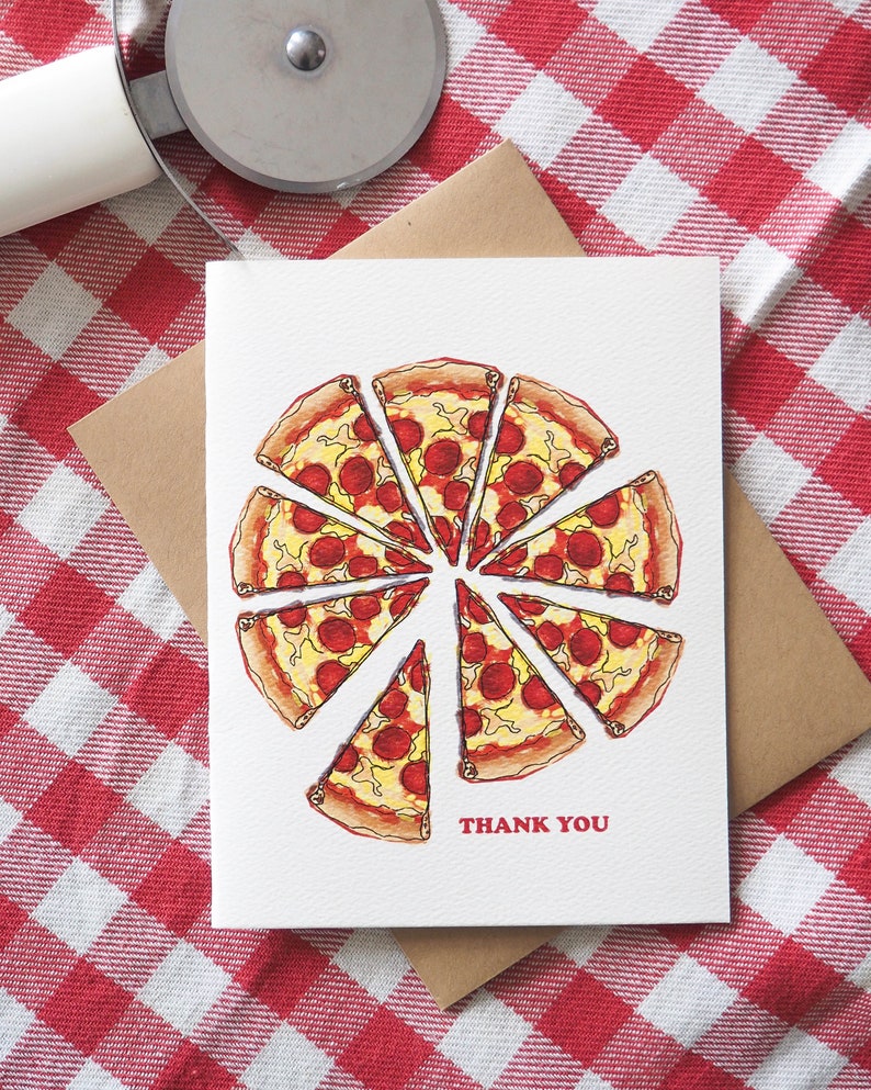 Pizza Thank You Card | Etsy