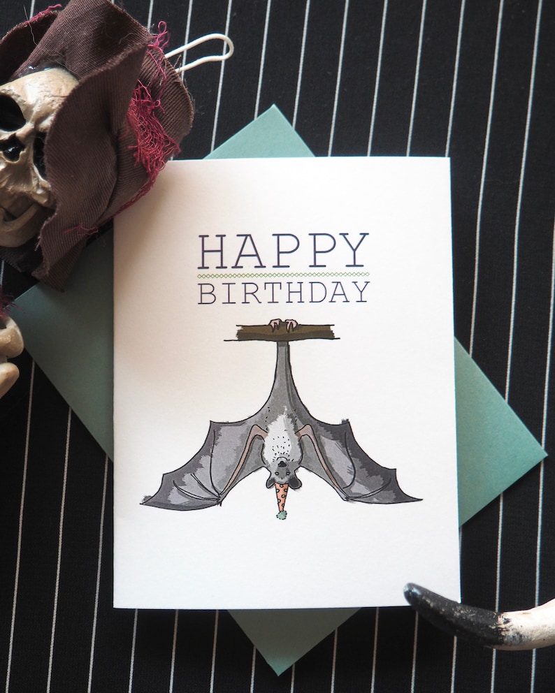 Bat Happy Birthday Card - Etsy