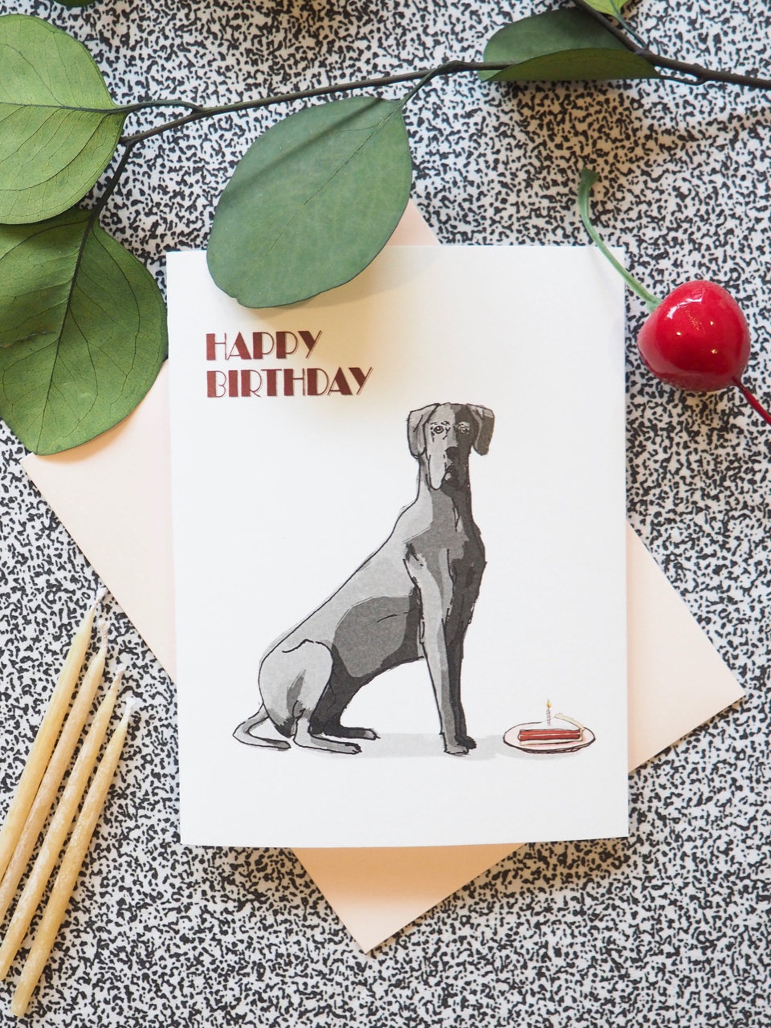 Great Dane Dog Happy Birthday Cake Card - Etsy