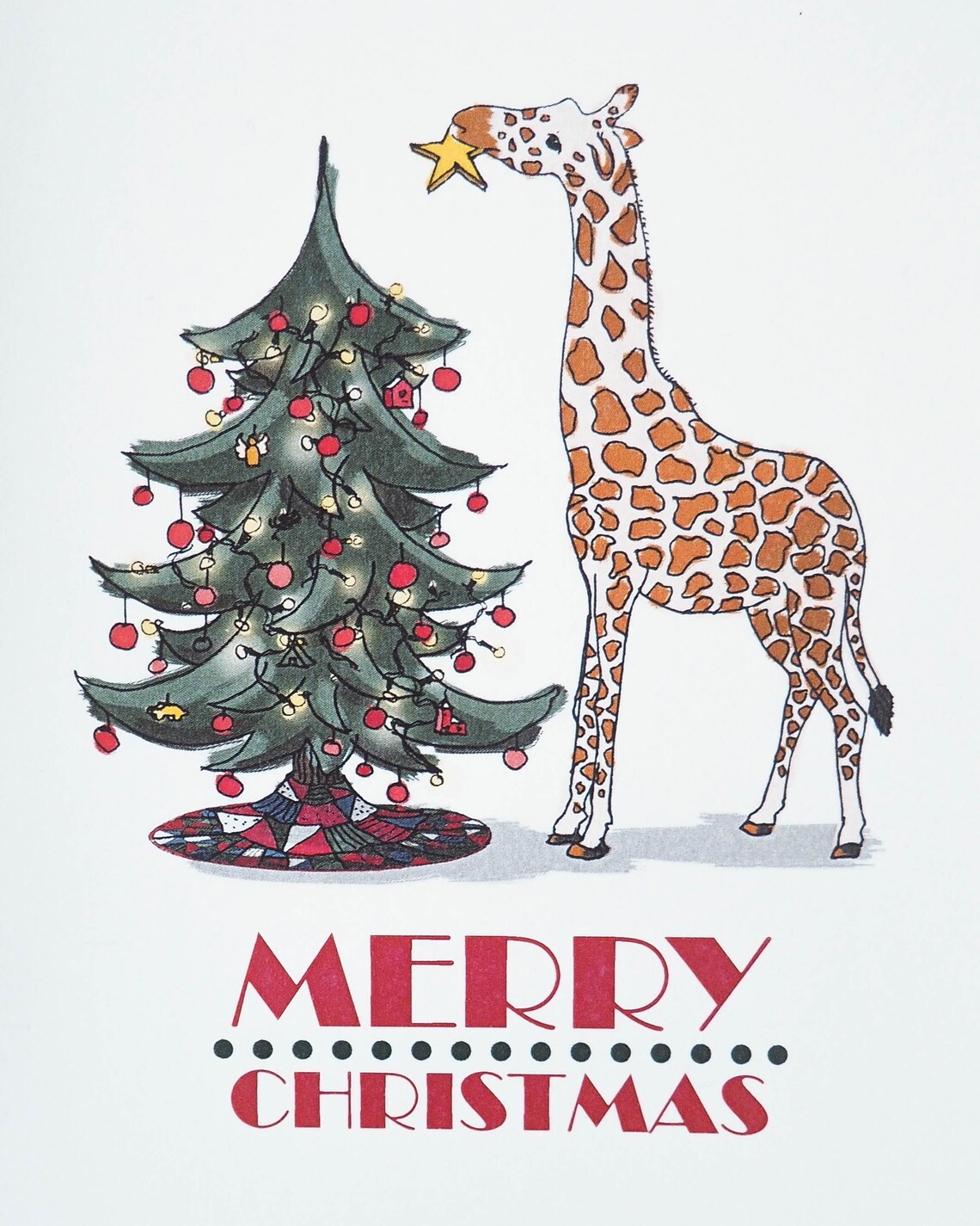 Giraffe Christmas Card | Etsy