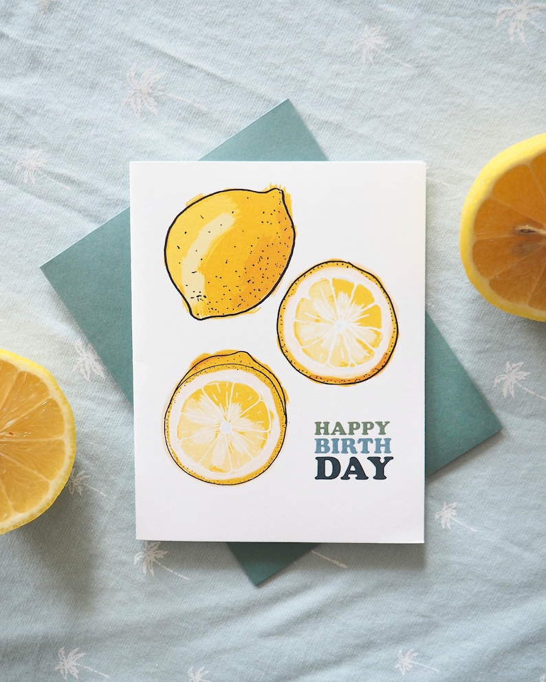 Lemon Happy Birthday Card - Etsy