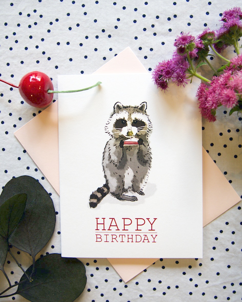 Raccoon Birthday Card - Etsy