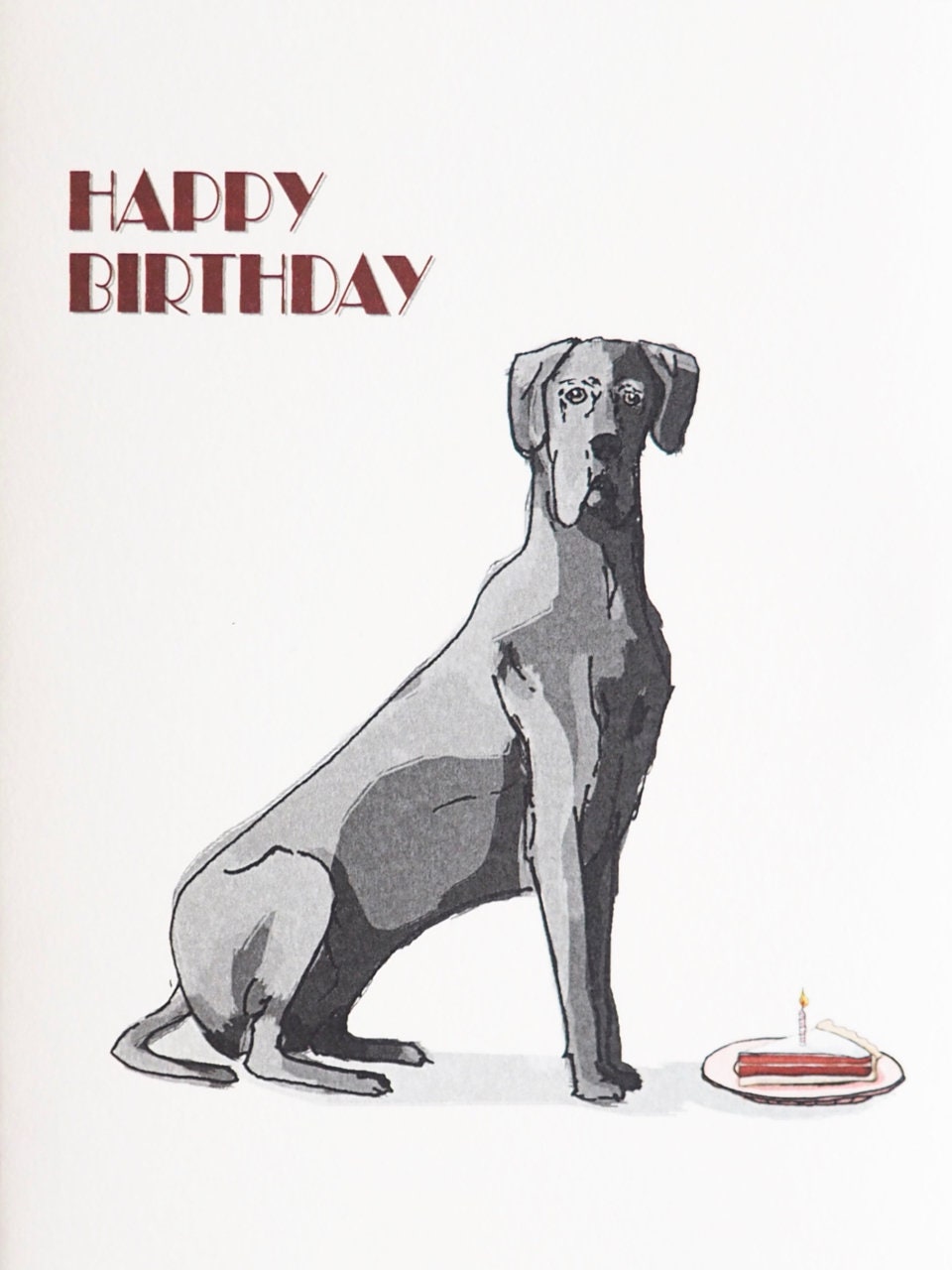 Great Dane Dog Happy Birthday Cake Card | Etsy