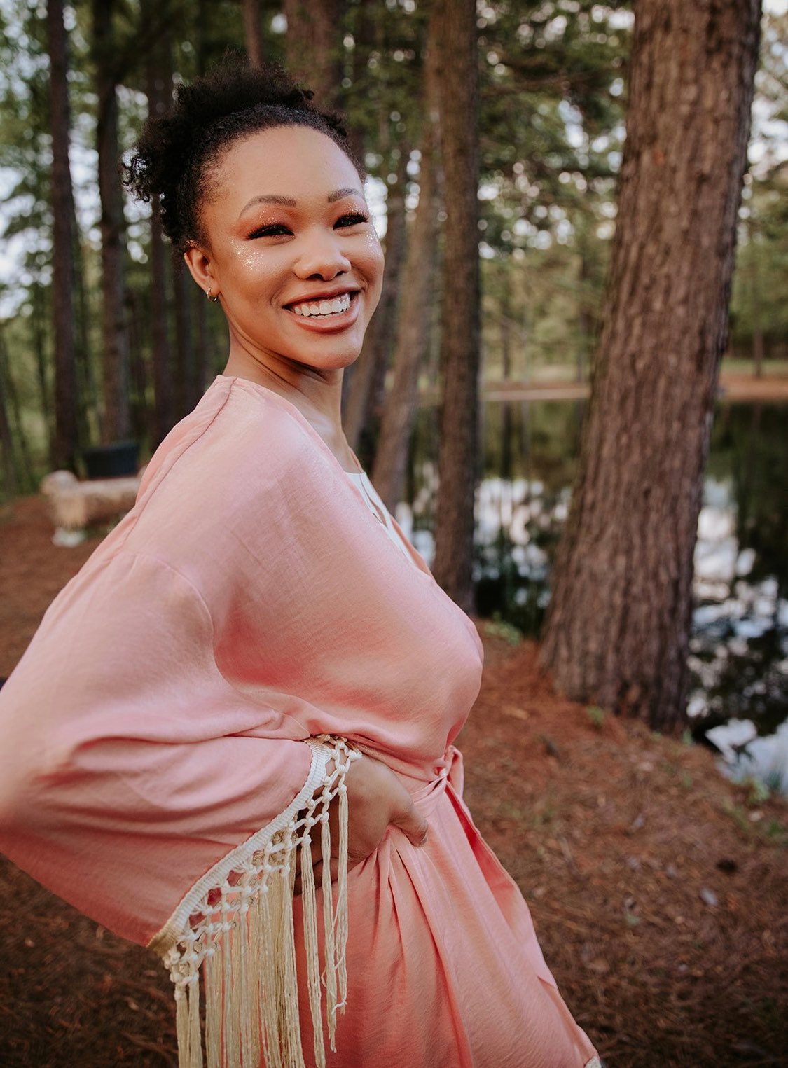 Peony Robe / Gift for Her / Pink Fringe Robe / Boho Wedding / | Etsy