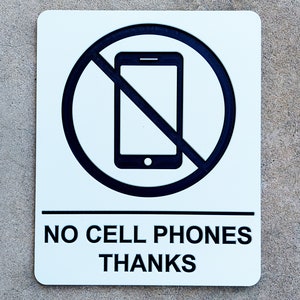 No Cell Phone Sign Custom Vertical Plaque Plastic HDPE Plastic Weather ...