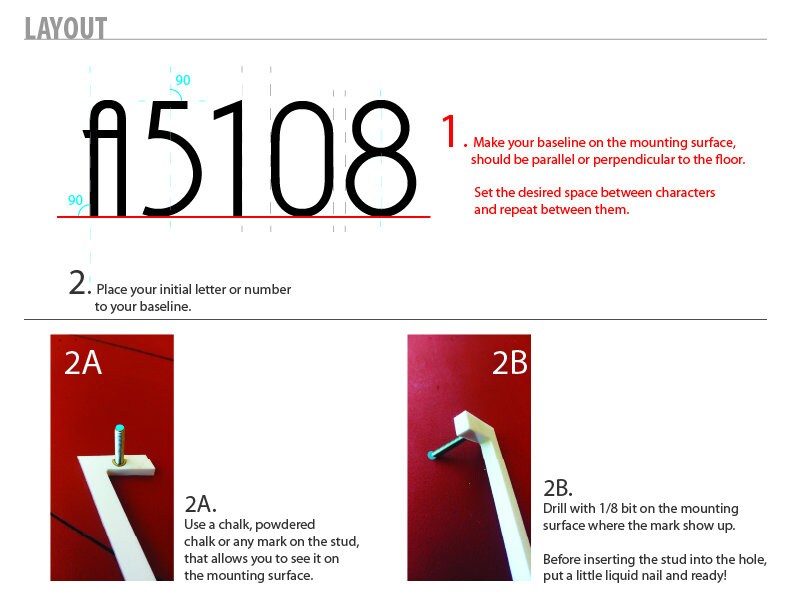 10 Stud Mounting & Elegant House Numbers Letters - Etsy