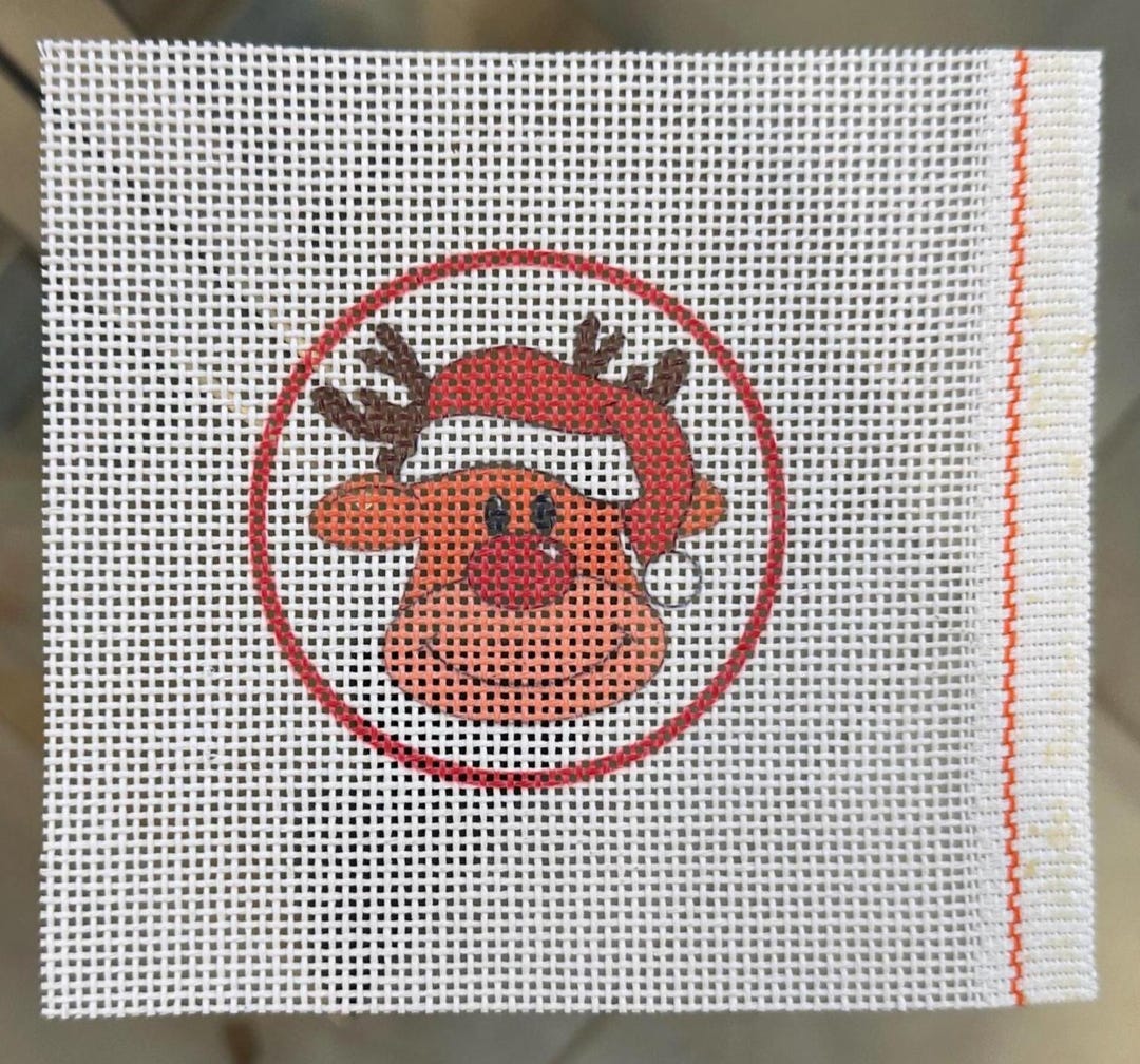 Rudolph Christmas Ornament Hand-painted Needlepoint Canvas • Ready to ...