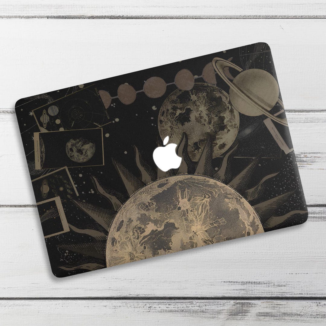 Celestial MacBook Skin – Lunar Phases, Saturn & Cosmic Art, Vintage ...