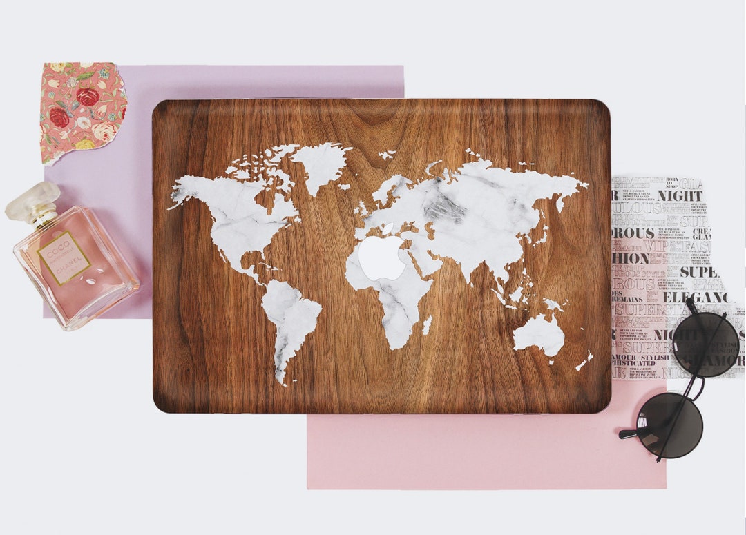 Wood Map Air 13 2018 Laptop Hard Case World Map Air 11 Case MacBook Pro ...