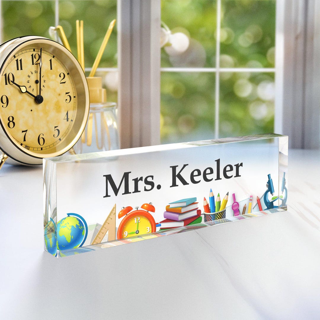 Personalized Teacher Desk Name Plate Custom Acrylic Block Sign for ...