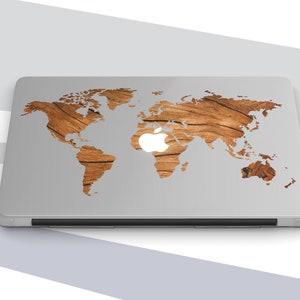 World Map MacBook Pro 13 2018 Case Wood Touch Bar Mac 2019 Mosaic Map ...