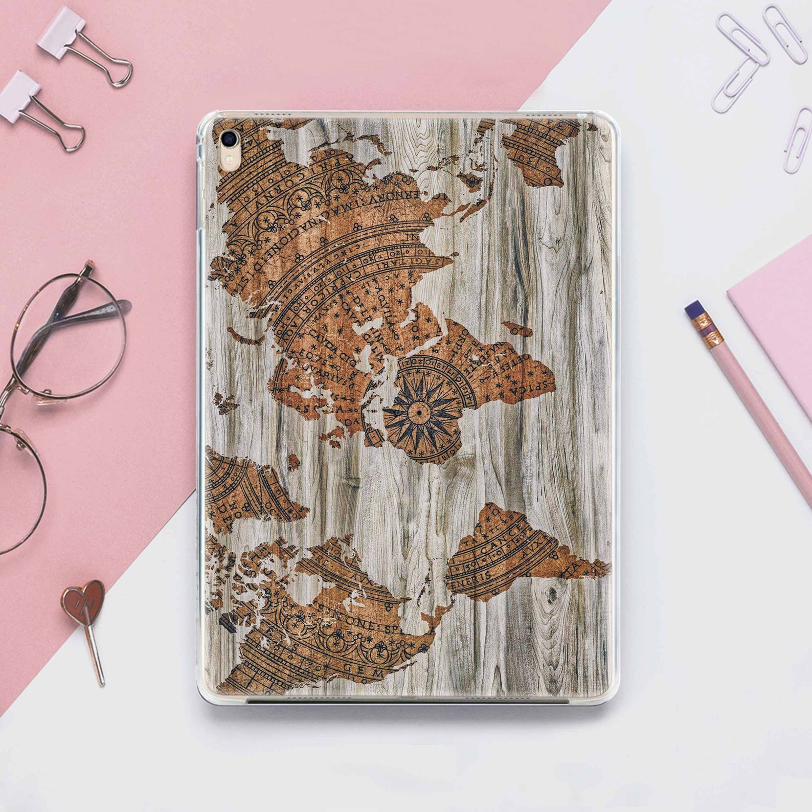 Brown Wood Ipad 11 Case Ipad 12.9 Cover World Map Ipad 9.7 - Etsy