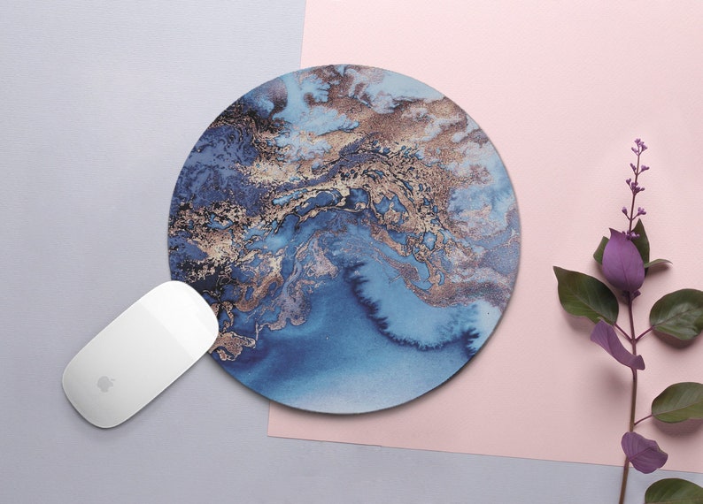 Blue Marble Mouse Pad Gold Marble Mat Desk Accessories - Etsy