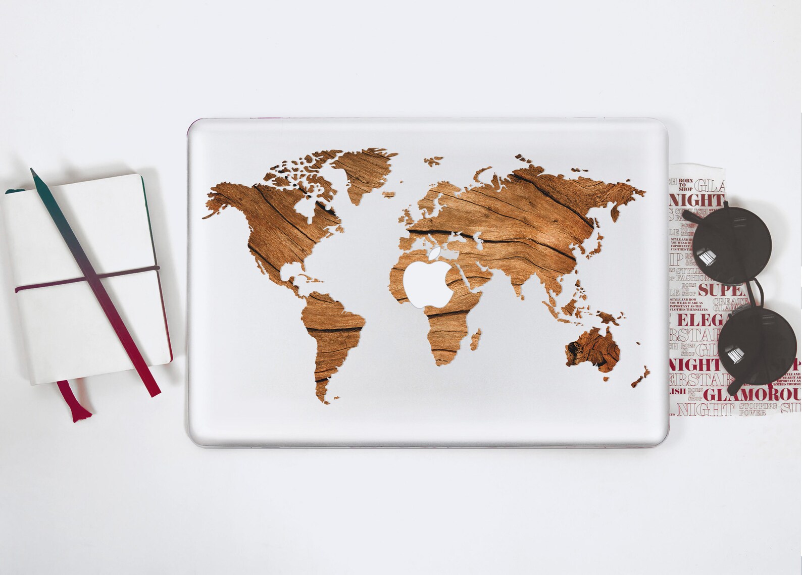 World Map MacBook Pro 13 2018 Case Wood Touch Bar Mac 2019 Mosaic Map ...