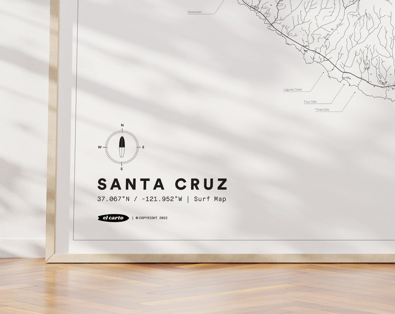 Santa Cruz Surf Map - Etsy