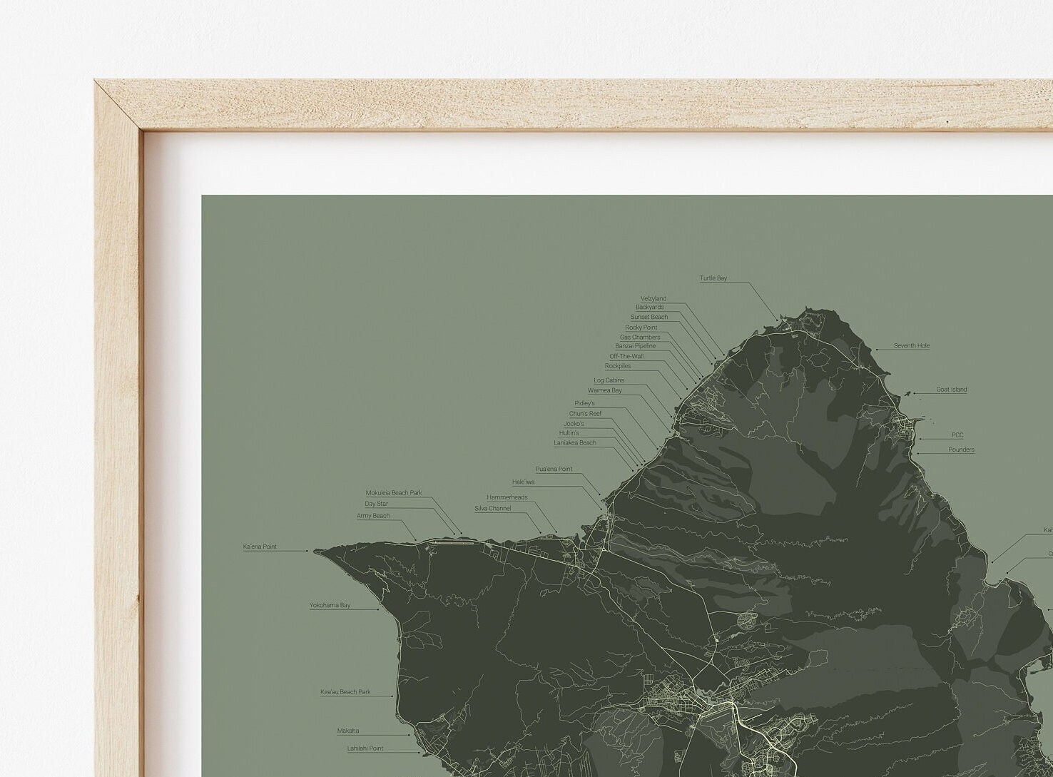 Oahu Hawaii Surf Map - Etsy