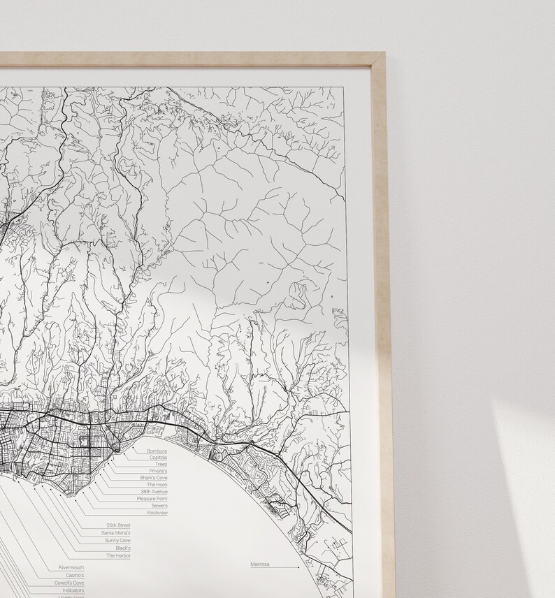 Santa Cruz Surf Map - Etsy
