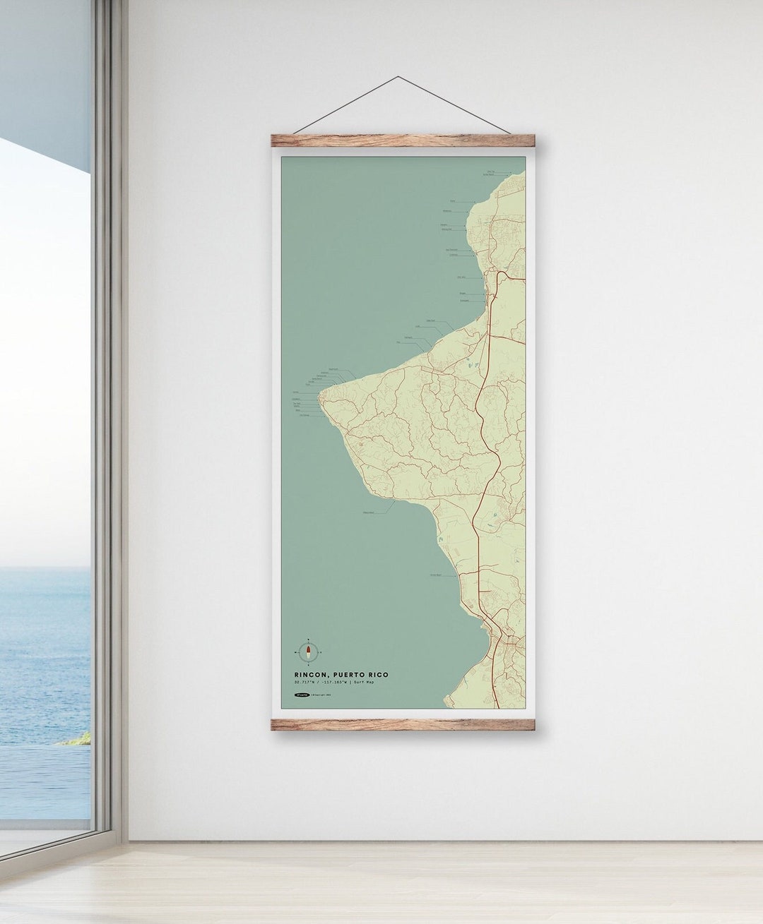 Rincon, Puerto Rico Surf Map - Etsy