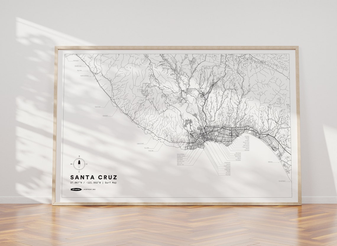 Santa Cruz Surf Map - Etsy