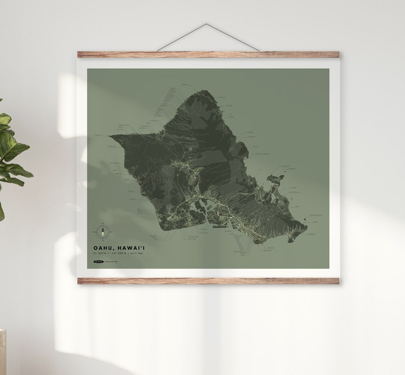 Oahu Hawaii Surf Map - Etsy