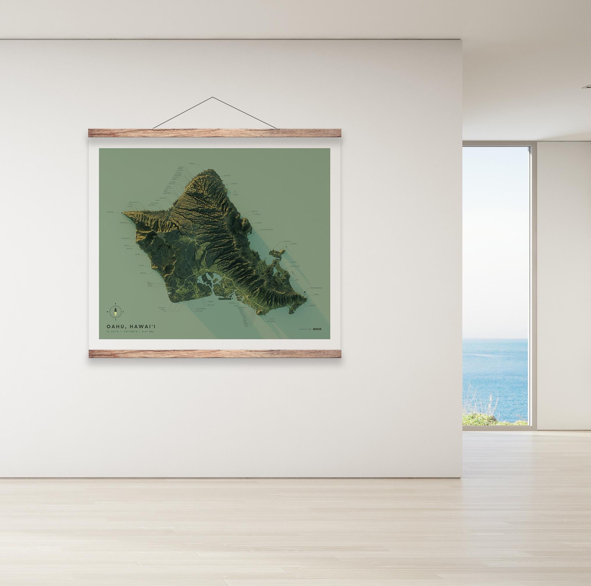 Oahu Hawaii Surf Map - Etsy