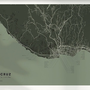 Santa Cruz Surf Map - Etsy