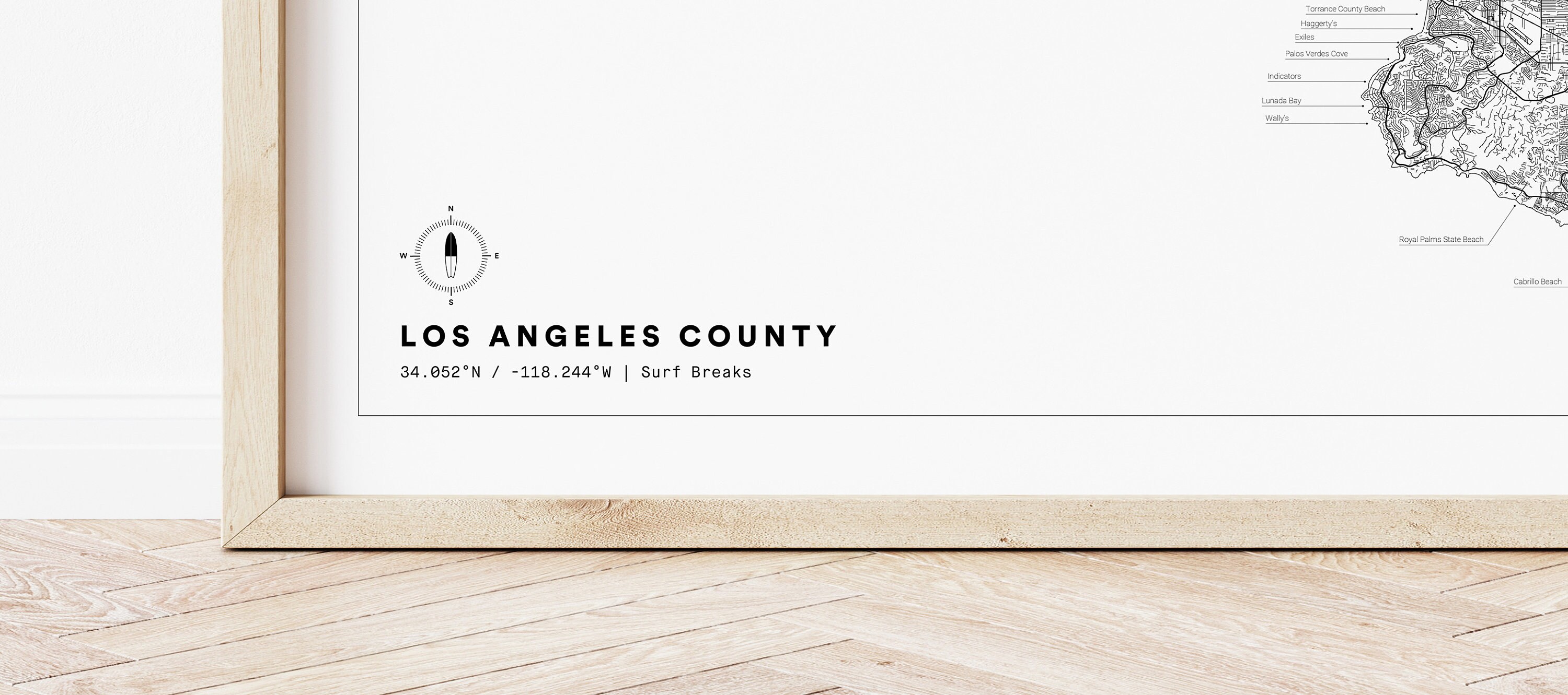 Los Angeles County Surf Map - Etsy