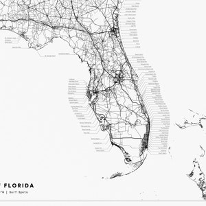 Florida Surf Map - Etsy