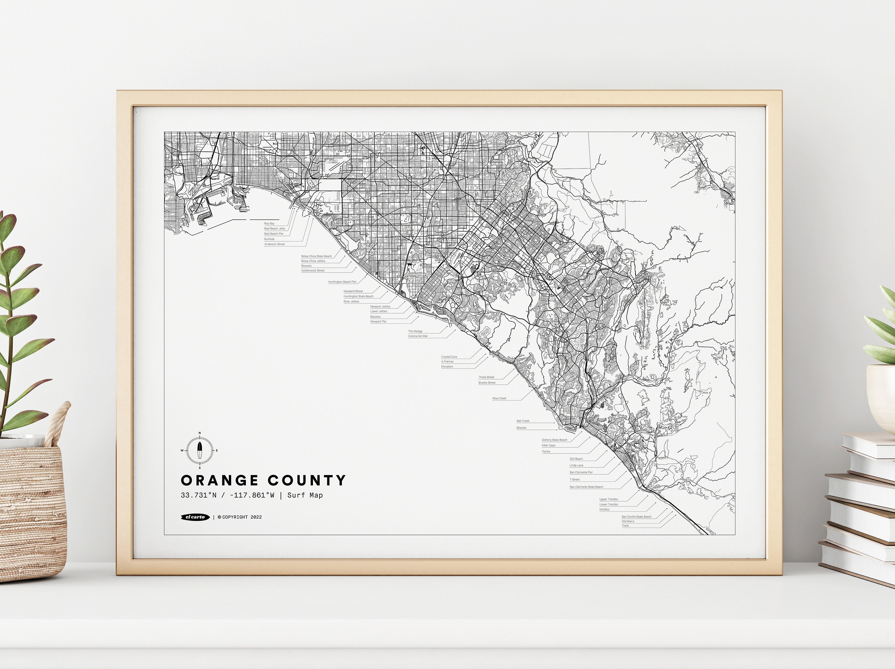 Orange County Surf Map - Etsy