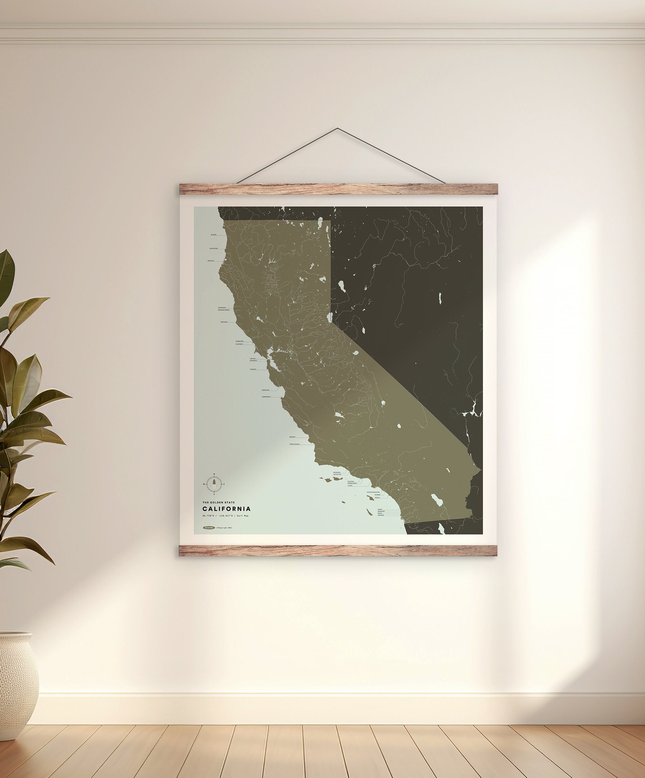 California State Surf Map - Etsy