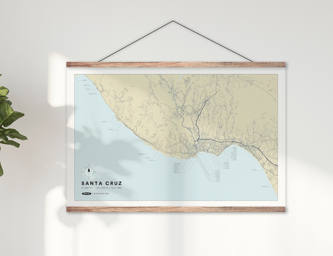 Santa Cruz Surf Map - Etsy