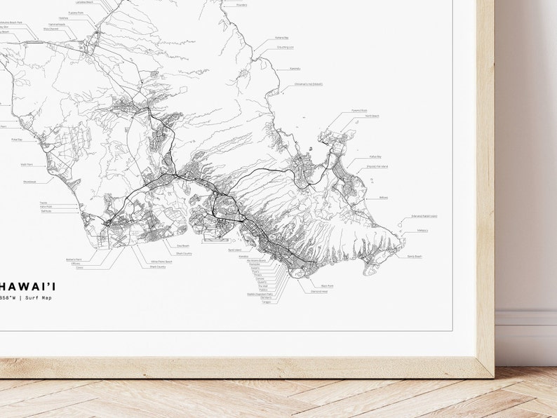 Oahu Hawaii Surf Map - Etsy