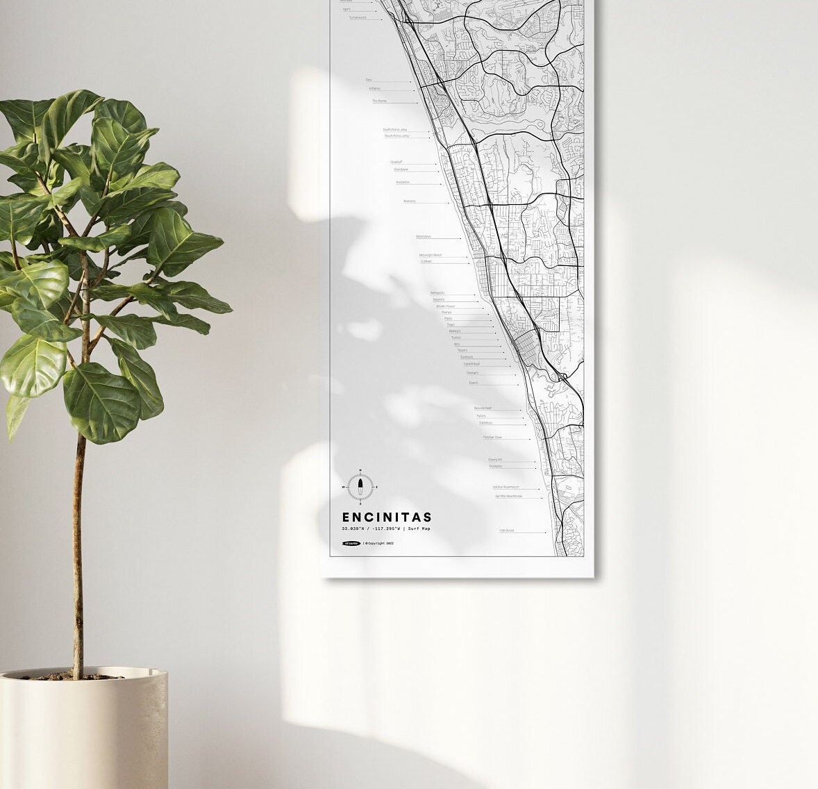 Encinitas Surf Map - Etsy