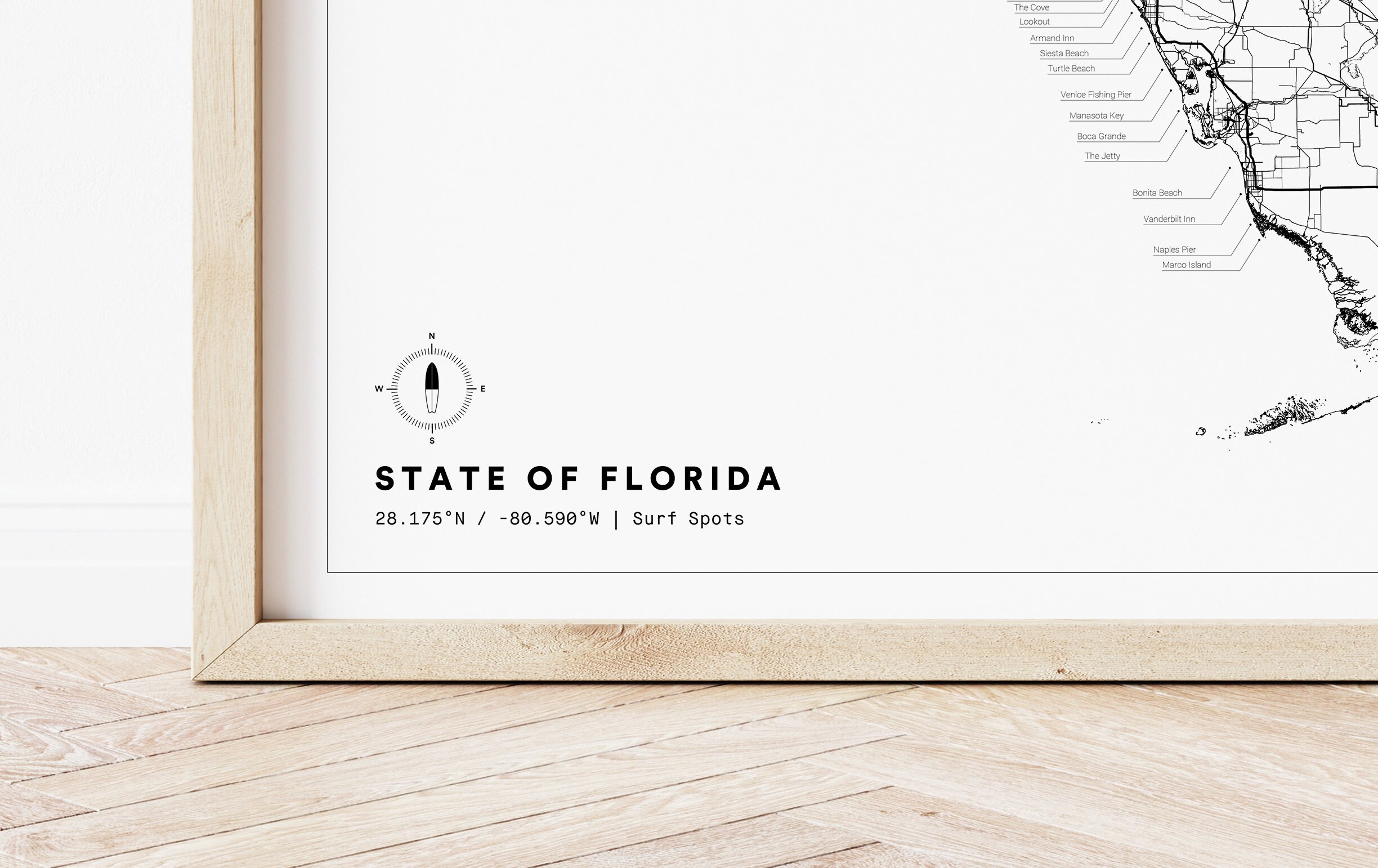 Florida Surf Map - Etsy