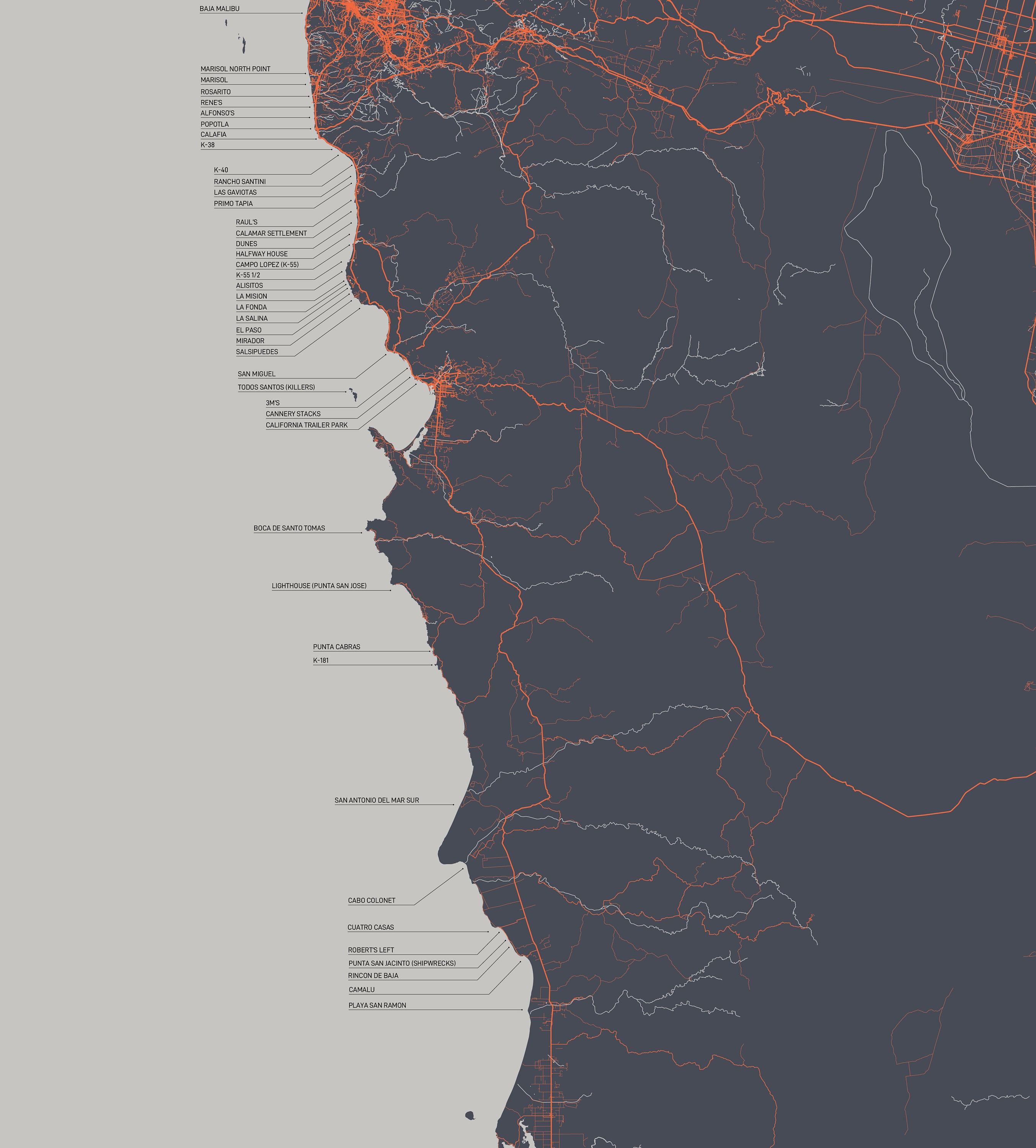 Baja California Surf Map - Etsy