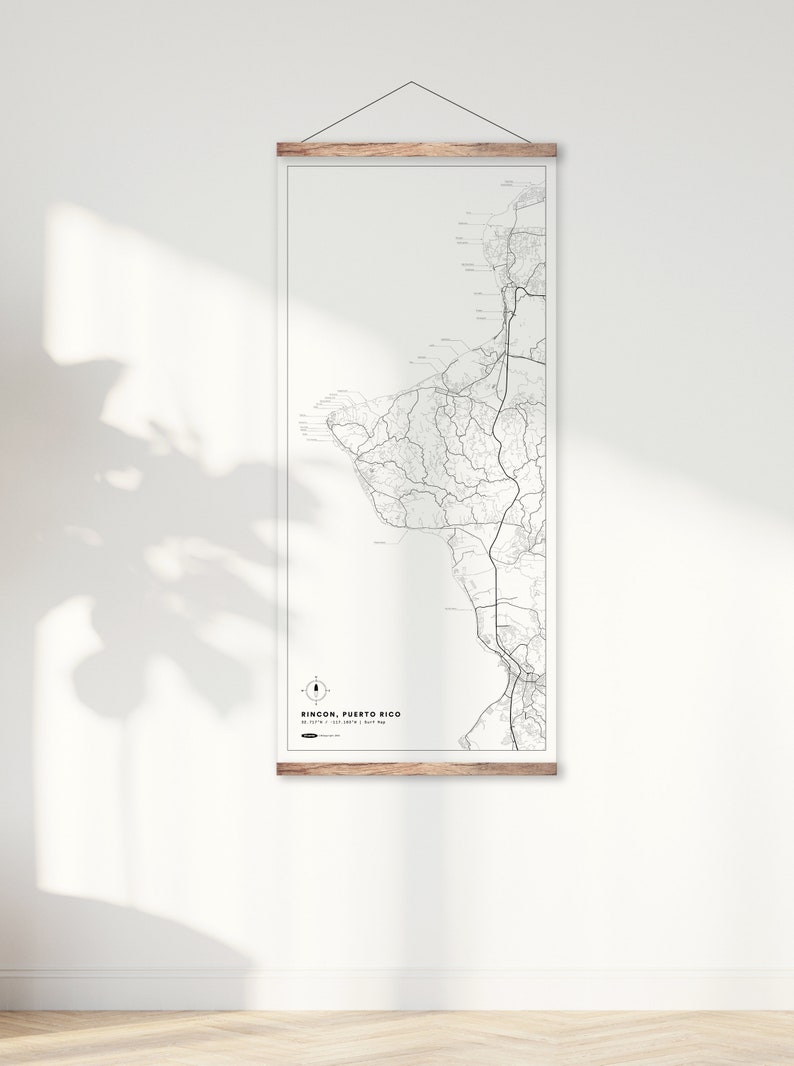 Rincon Puerto Rico Surf Map - Etsy