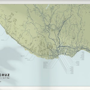 Santa Cruz Surf Map - Etsy