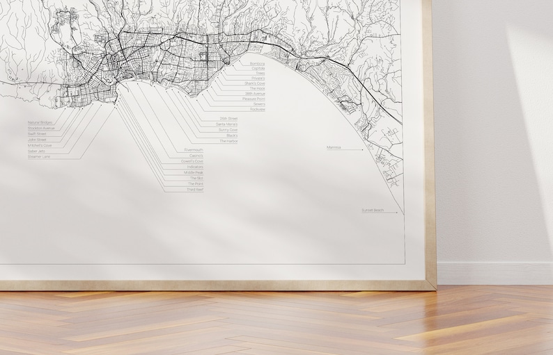 Santa Cruz Surf Map - Etsy