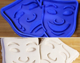 Comedy and Tragedy Drama Masks Two Piece Set Cookie and Fondant Cutters ...