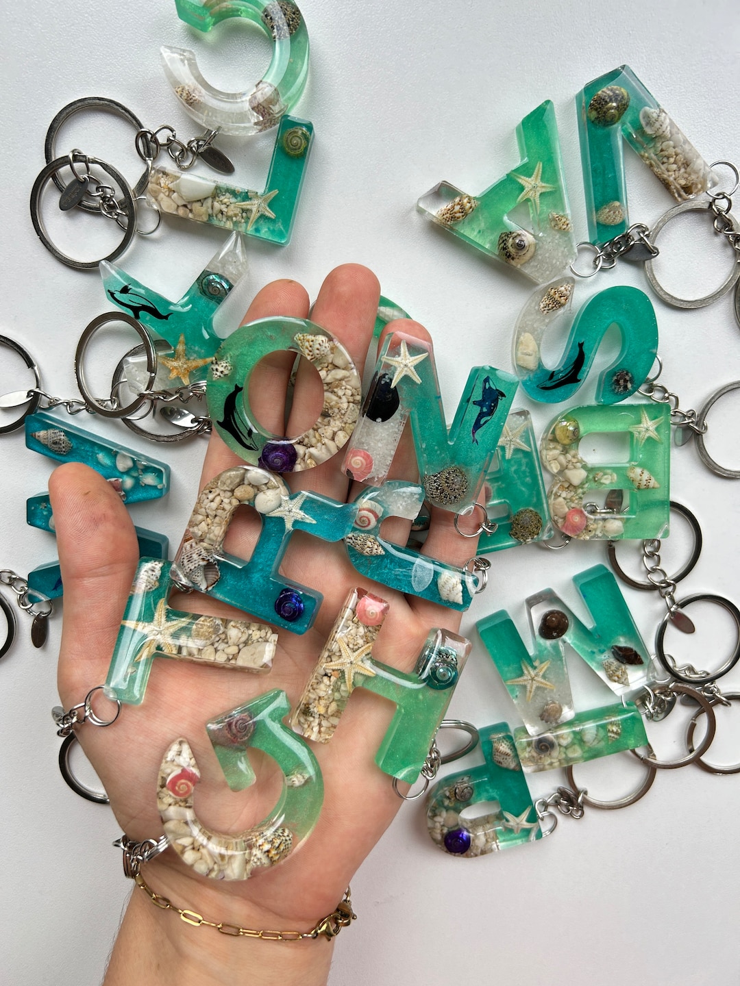 Epoxy Letter Keychains - Etsy