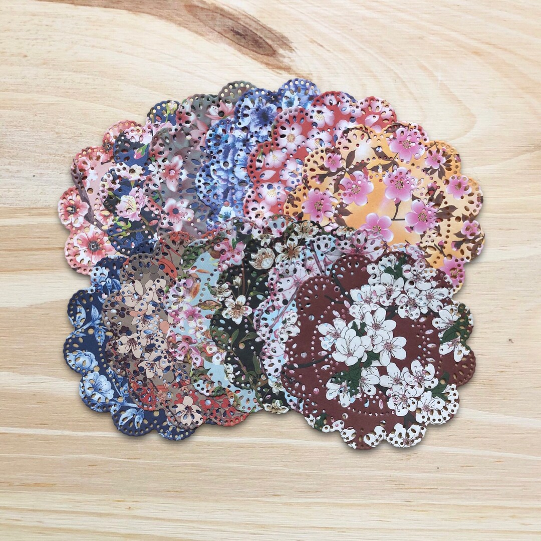 Cherry Blossom Print Doilies (pack of 12) | Flower Doily | Lightweight ...