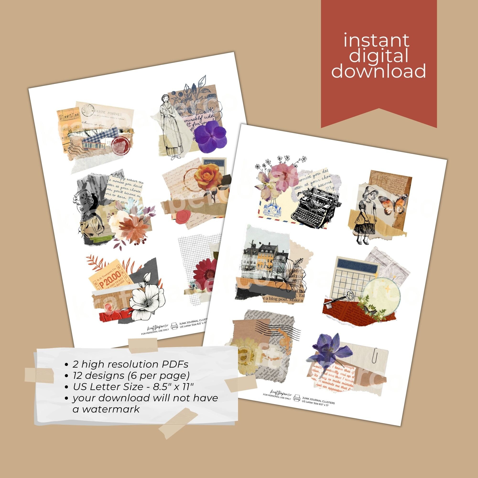 Printable Junk Journal Clusters Instant Download Printables Digital ...