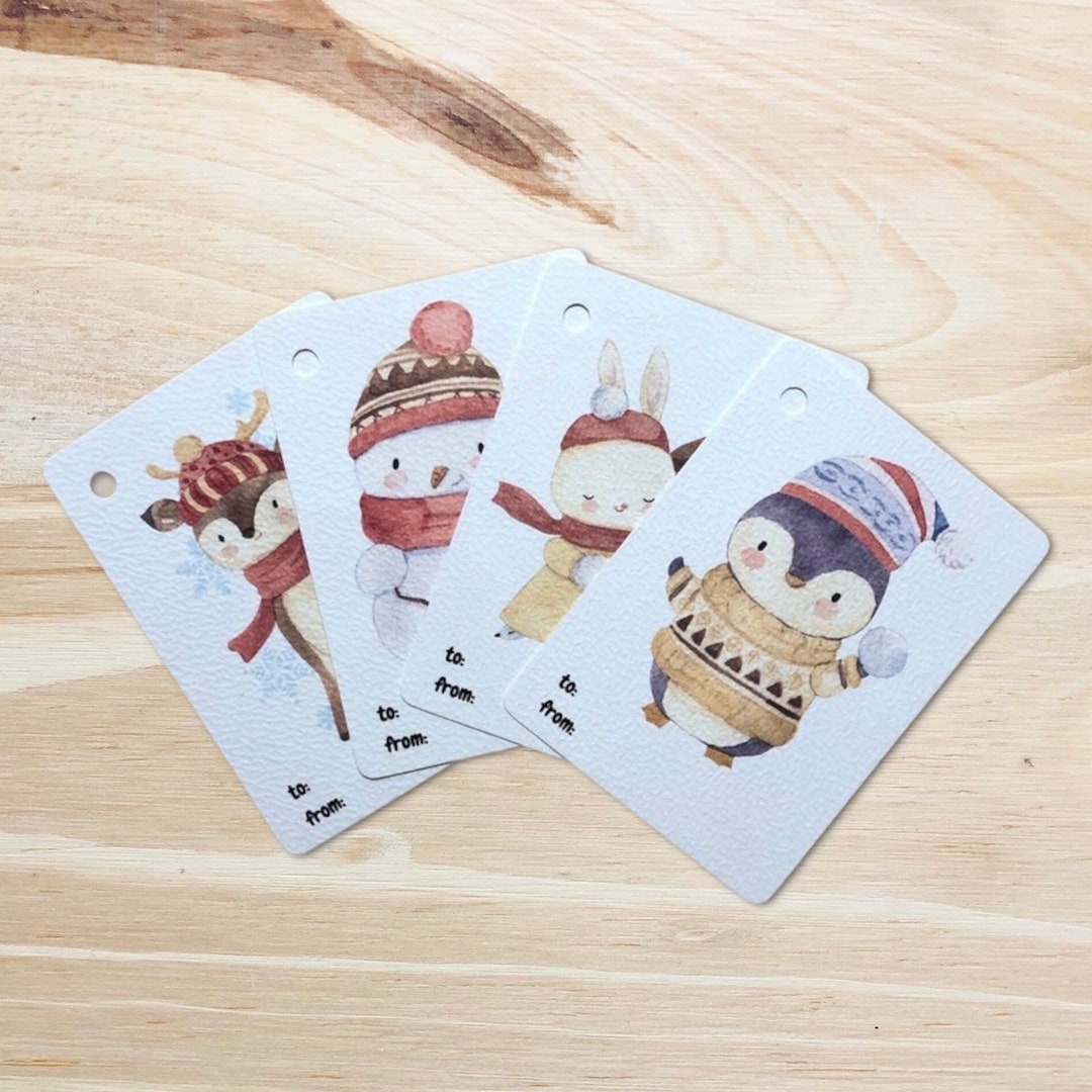 Cute Christmas Gift Tags pack of 4 Holiday Gift Tags Cute Animal Print ...