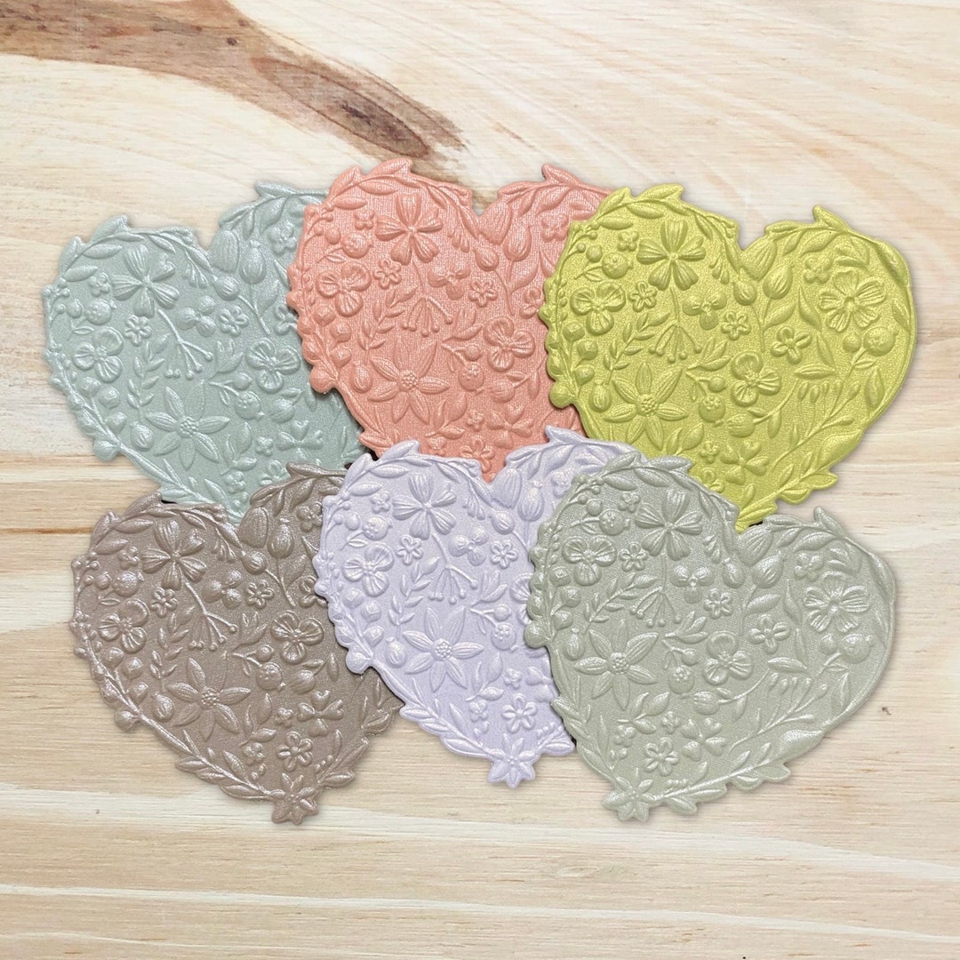Embossed Heart Die Cuts (pack of 6) | Embossed Hearts | Embossed Paper ...