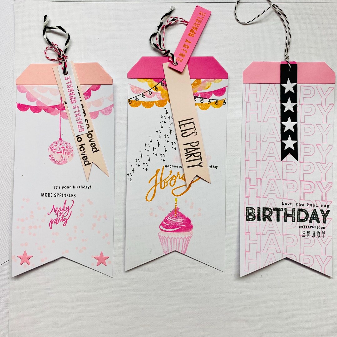 Stamped Gift Tags Set of Three Heidi Swapp Stamps & Dies - Etsy