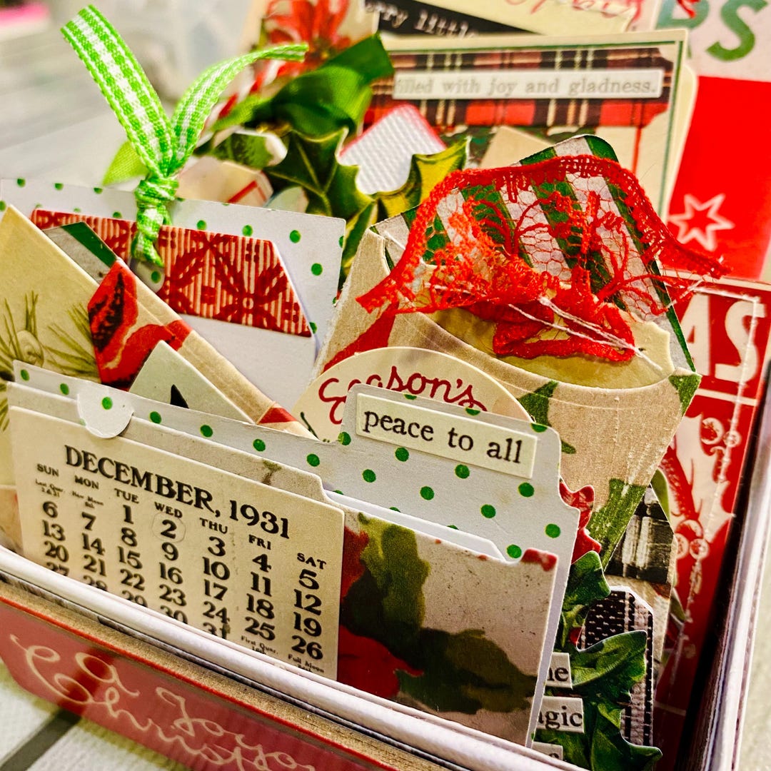 Reserved Tim Holtz Christmas Mini Memory Kit 20 Handmade & Embellished ...