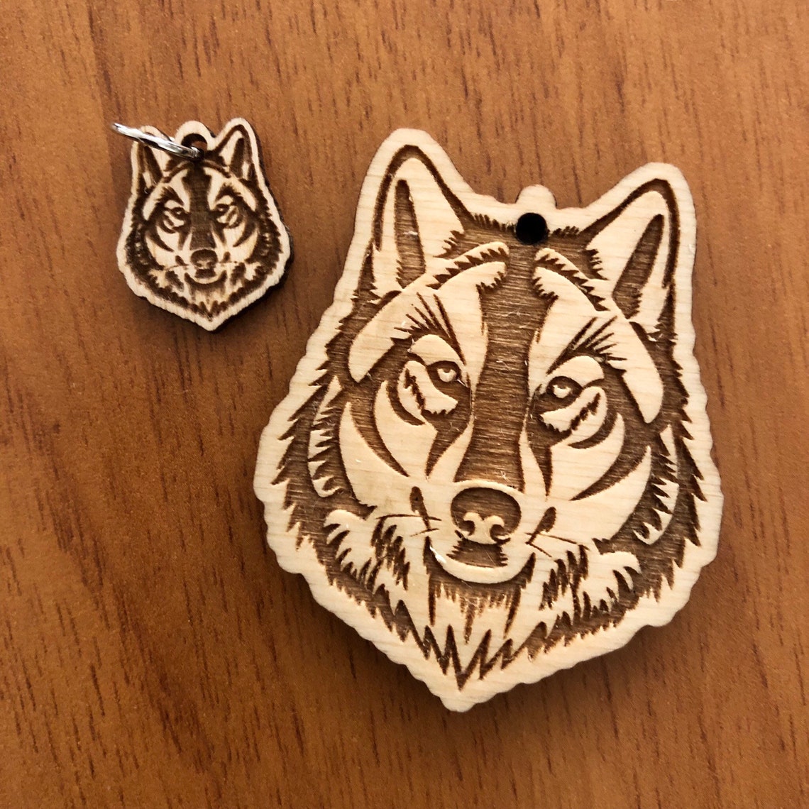 Wolf Head Engraved Keychain Personalized Bag Tag Wolf Tag - Etsy