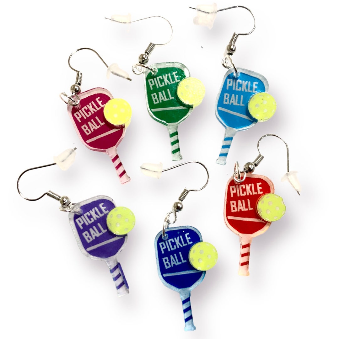 Pickleball Earrings, Pickleball Jewelry, Laser Engraved Earrings, Post ...