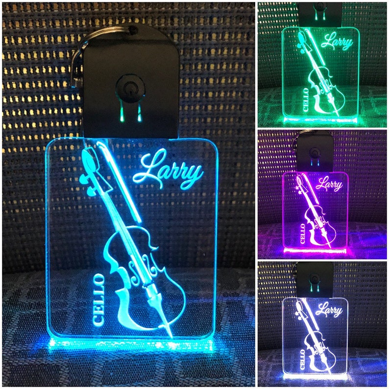 LED Keychain Music Instruments in Multicolors, Violin, Trumpet, Drum or ...